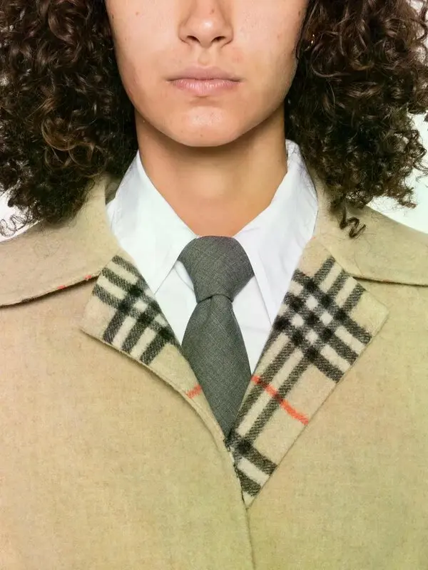 Burberry Check-lined Belted Wool Coat