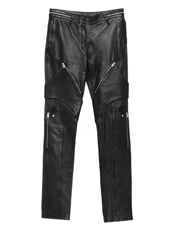 Moncler Sheepskin Leather Trousers With Zip Detailing