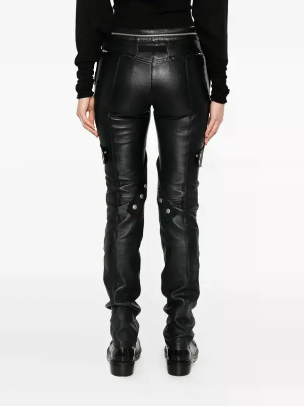 Moncler Sheepskin Leather Trousers With Zip Detailing