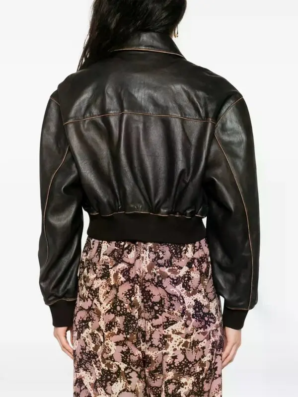 ARMA Desy Cropped Leather Jacket - Brown