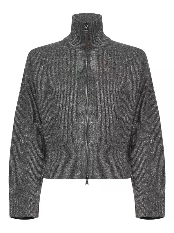 Brunello Cucinelli High-neck Zip-fastening Cardigan - Grey