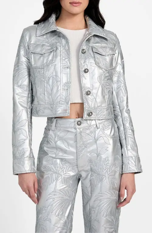 Guess Embroidered Faux Leather Jacket
