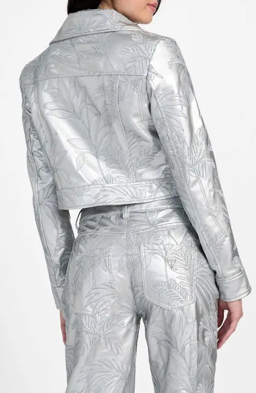 Guess Embroidered Faux Leather Jacket