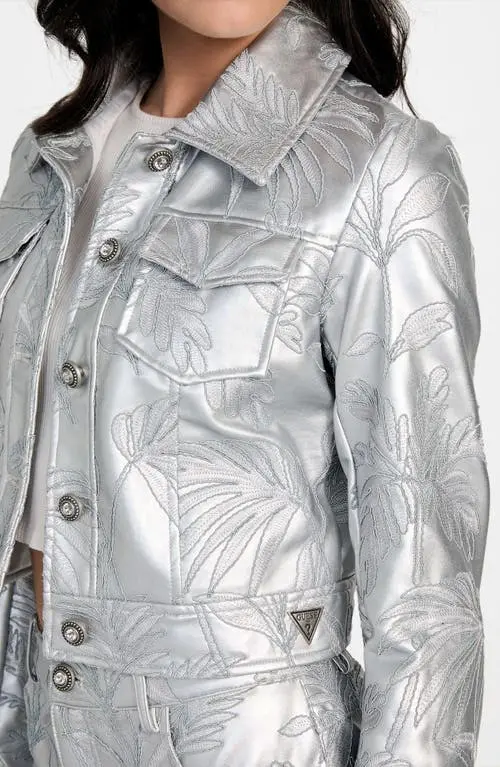 Guess Embroidered Faux Leather Jacket