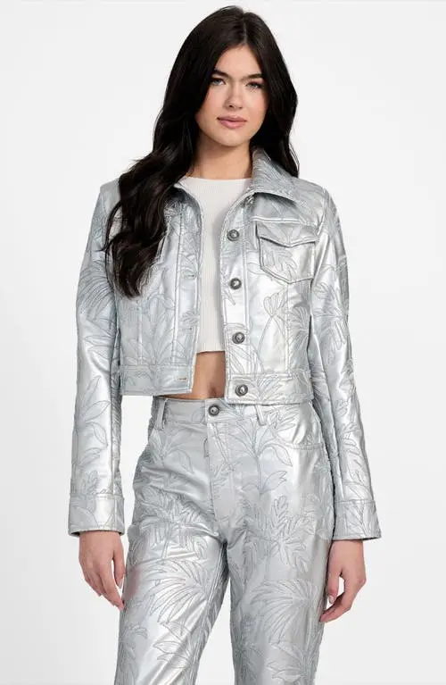 Guess Embroidered Faux Leather Jacket