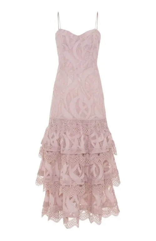 PatBO Aura Lace Flutter Midi Dress