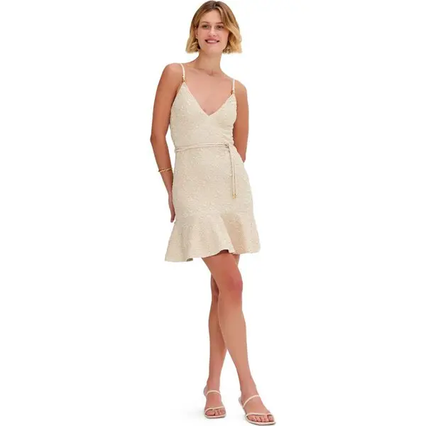 PatBO Papillon Jacquard Mini Dress - Beige
