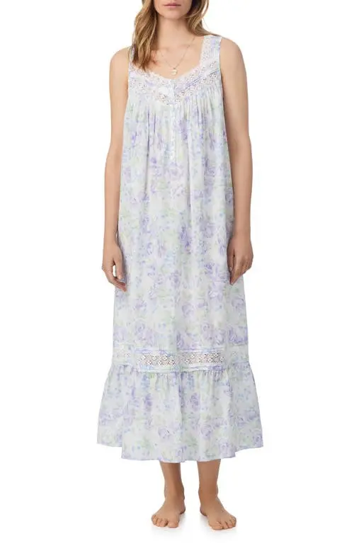 Eileen West Floral Print Cotton Lawn Ballet Nightgown - Whitelil