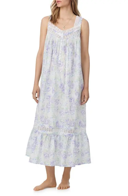 Eileen West Floral Print Cotton Lawn Ballet Nightgown - Whitelil