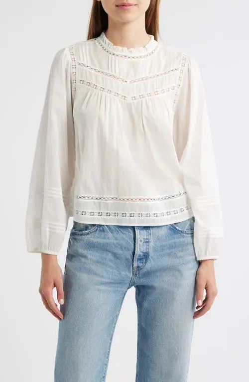 Rails Reyna Lace Inset Cotton Peasant Top - White