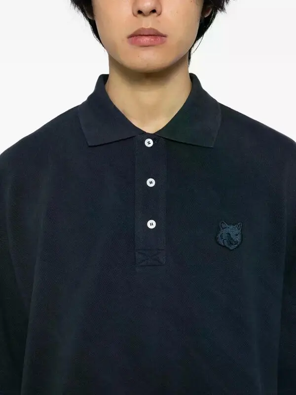 Maison Kitsuné Bold Fox-Head Patch Polo Shirt - Blue - 40% Off