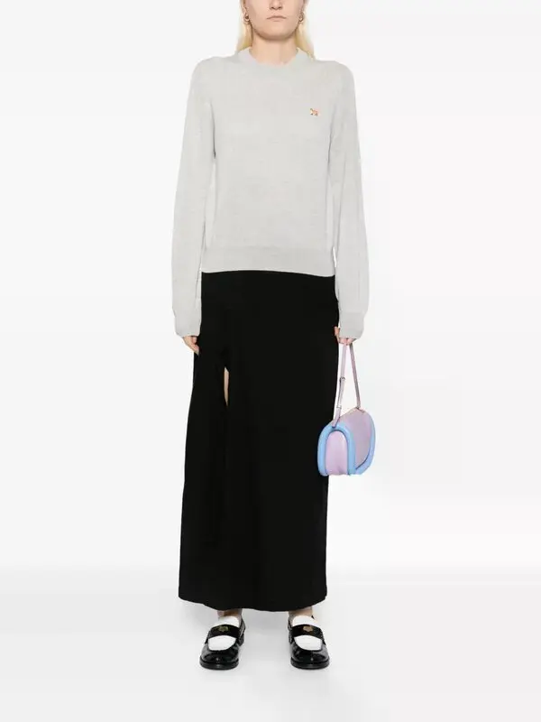 Maison Kitsuné Baby Fox-embroidered Wool Top - Grey