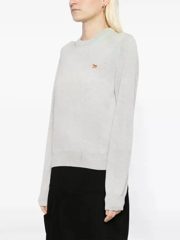 Maison Kitsuné Baby Fox-embroidered Wool Top - Grey