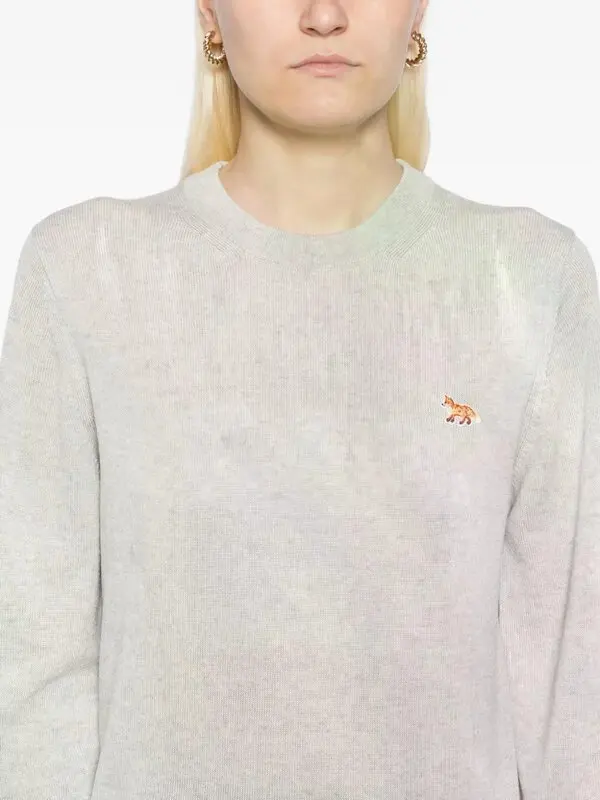 Maison Kitsuné Baby Fox-embroidered Wool Top - Grey