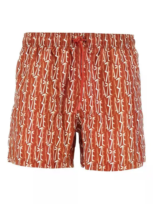 EA7 Logo-print Swim Shorts - Orange