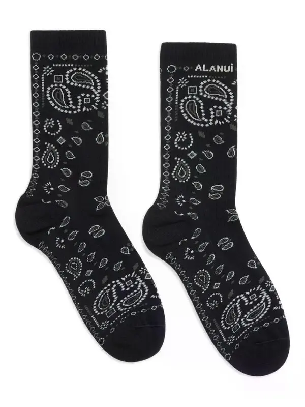 Alanui Bandana-intarsia Socks - Black