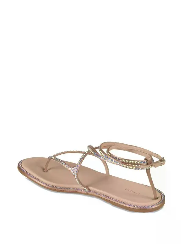 LE SILLA Belen Crystal-embellished Flat Sandals - Neutrals