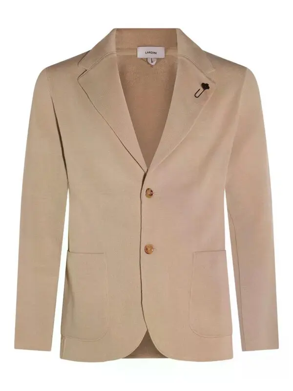 LARDINI Buttoned Blazer With Flower Embellishment - Neutrals