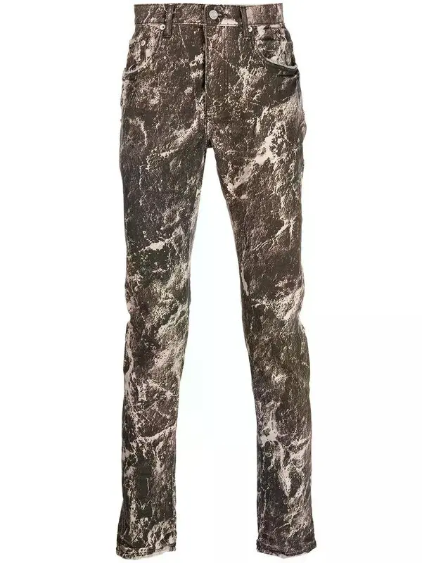 PURPLE BRAND Marble-print Skinny Jeans
