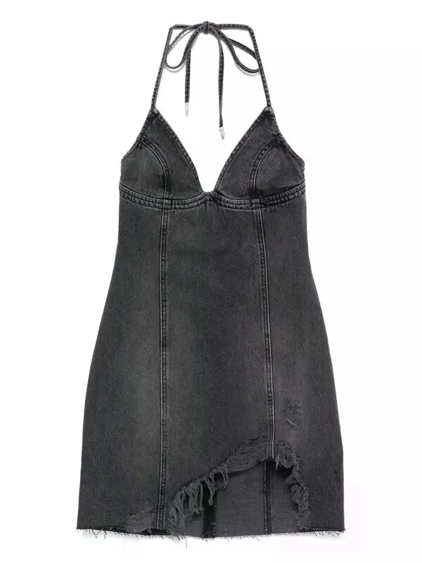 Blumarine Halter-neck Denim Mini Dress - Grey