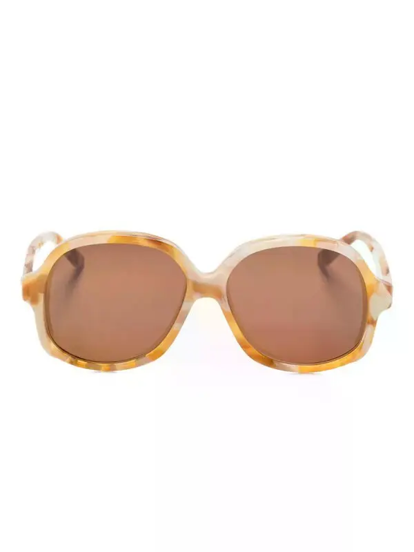Valentino Garavani Marbled Pattern Oversized Sunglasses - Neutrals