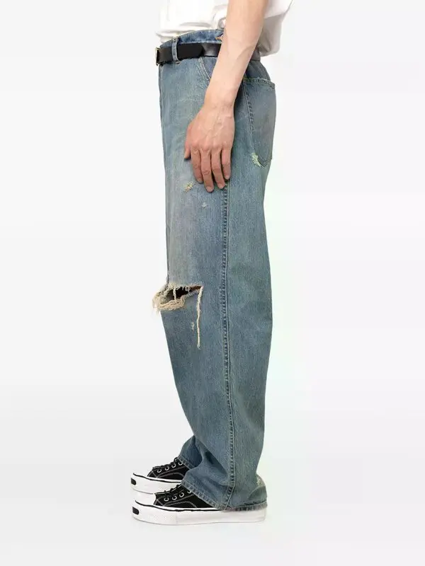 KAMIYA Distressed Ripped Trousers - Blue