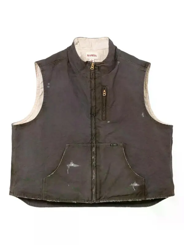 KAMIYA Distressed Zip-fastening Vest