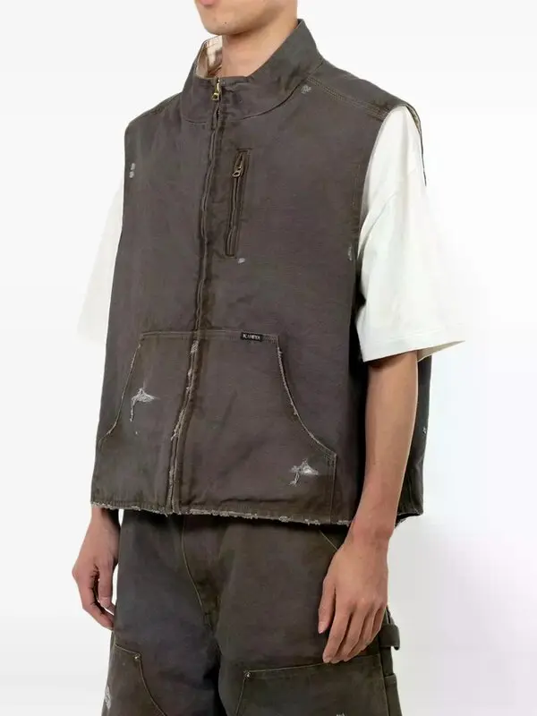 KAMIYA Distressed Zip-fastening Vest