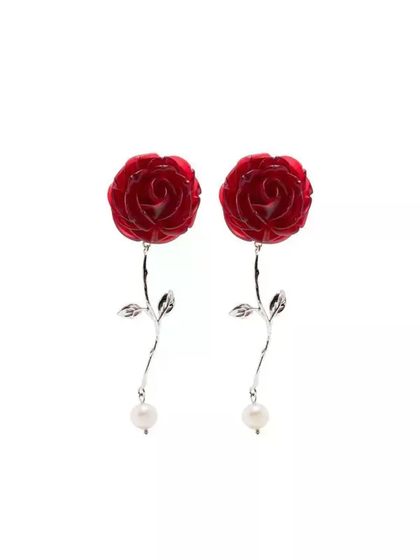 Magda Butrym Rose Appliqué Drop Earrings - Silver