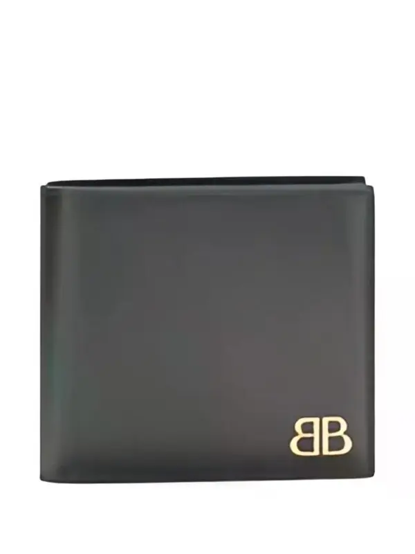 Balenciaga Bb-logo Leather Wallet - Black