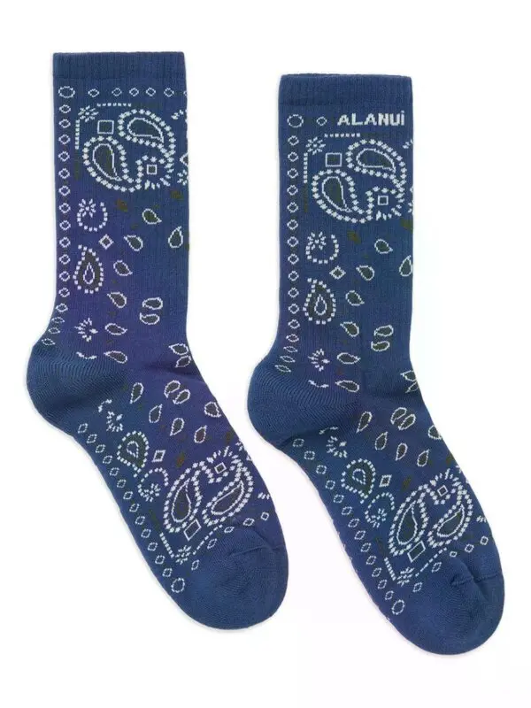 Alanui Paisley Bandana Socks - Blue