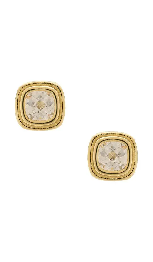 Shashi Cushion Bezel Stud Earrings - Gold