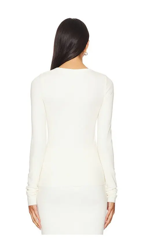 Eterne Long Sleeve Fitted Top - Cream