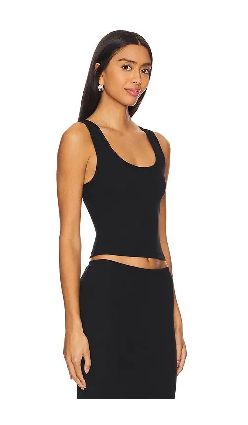 Eterne Ribbed Knit Square Neck Cropped Tank Top