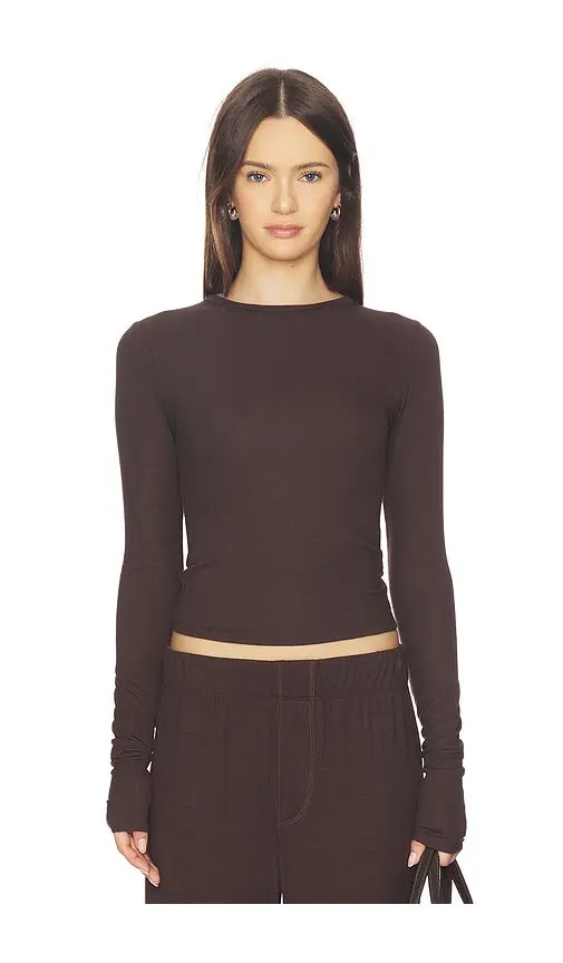 Eterne Long Sleeve Fitted Top - Espresso