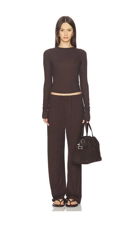 Eterne Long Sleeve Fitted Top - Espresso