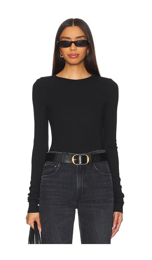 Eterne Long Sleeve Fitted Top - Black