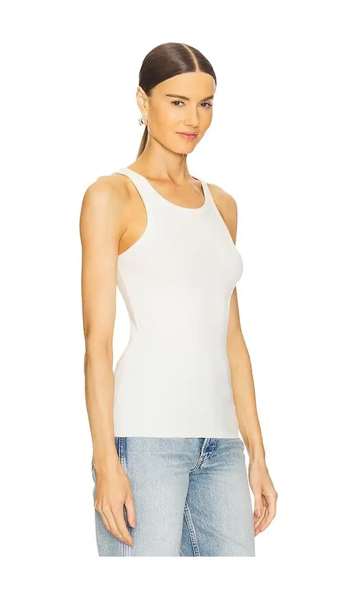 Eterne High Neck Fitted Tank Top - Cream