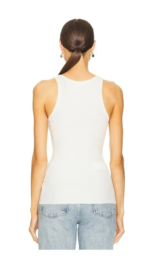 Eterne High Neck Fitted Tank Top - Cream