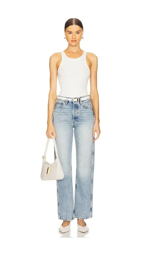 Eterne High Neck Fitted Tank Top - Cream