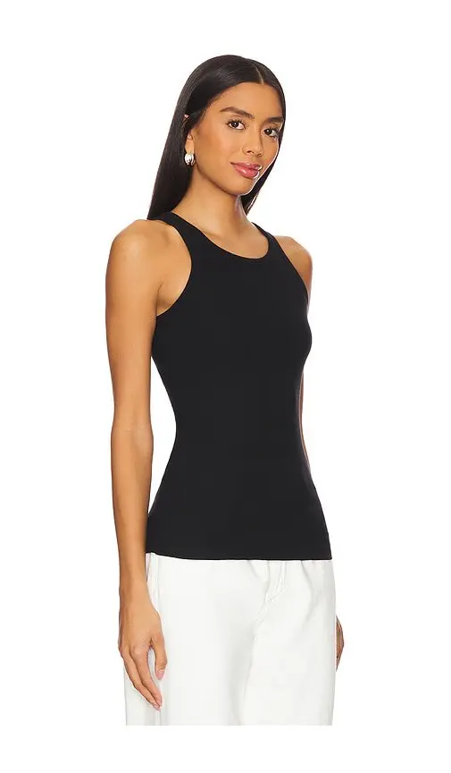 Eterne High Neck Fitted Tank Top - Black