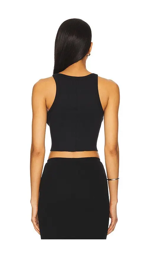 Eterne Cropped Rib Tank Top - Black