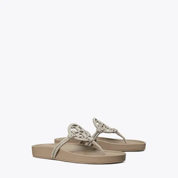 Tory Burch Miller Cloud Pavé Knotted Sandal - Dark Clay