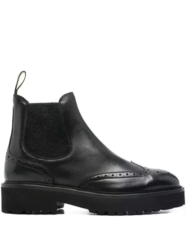 DOUCAL'S Elastic-panel Brogue Boots - Black