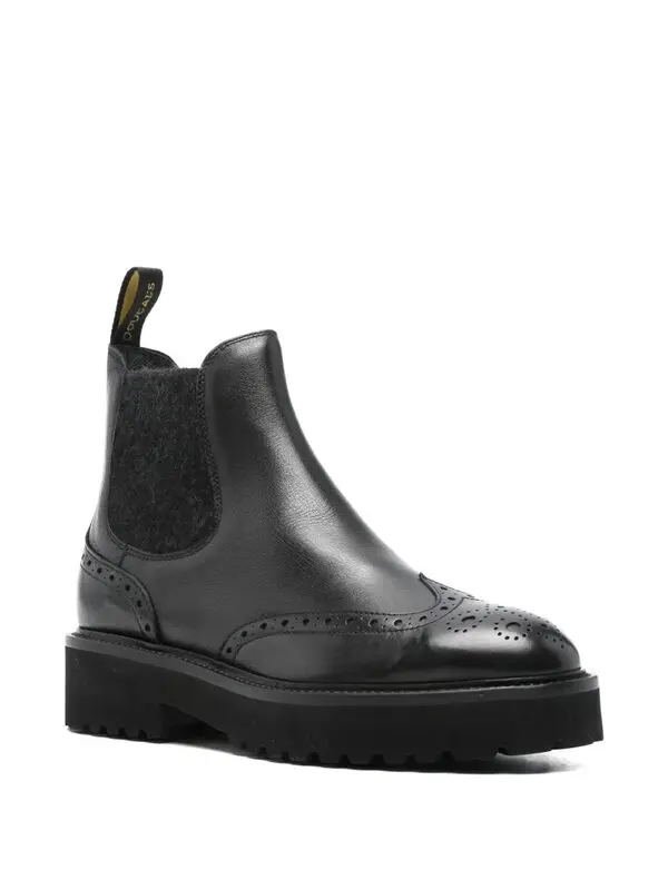 DOUCAL'S Elastic-panel Brogue Boots - Black