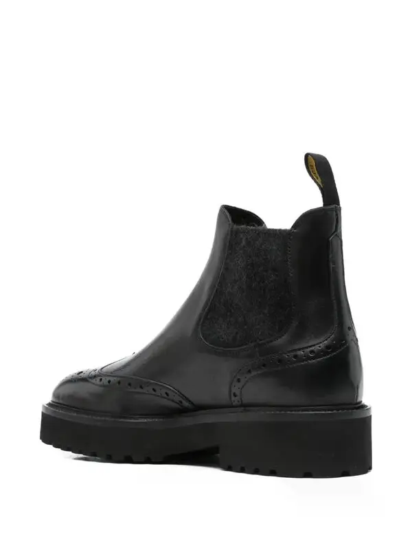 DOUCAL'S Elastic-panel Brogue Boots - Black