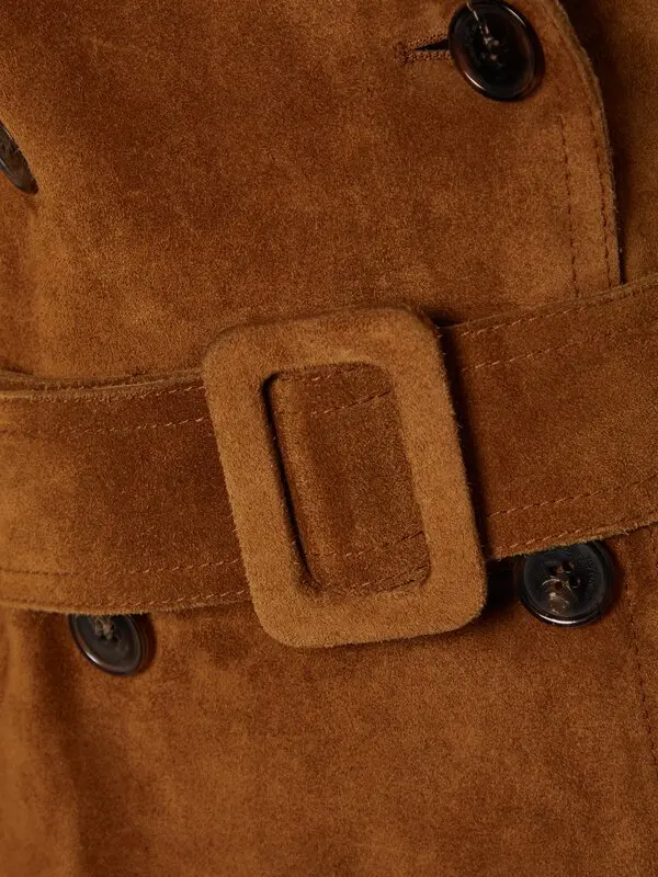 Saint Laurent Suede Trench Coat - Brown