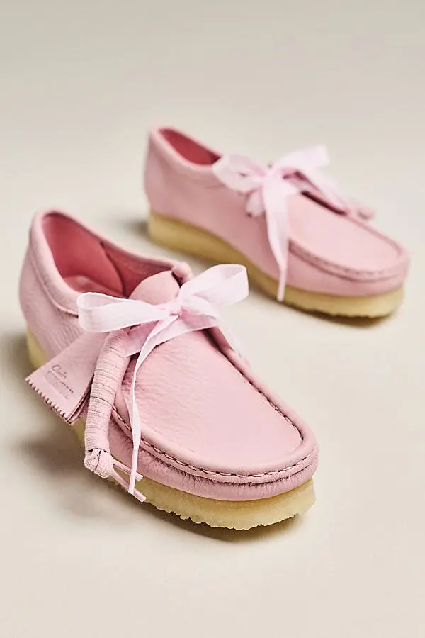 Clarks Wallabee Suede Slip-on Shoes - Baby Pink