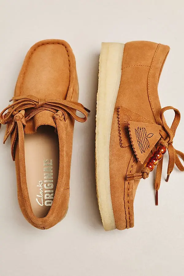 Clarks Wallabee Suede Slip-on Shoes - Ginger Suede