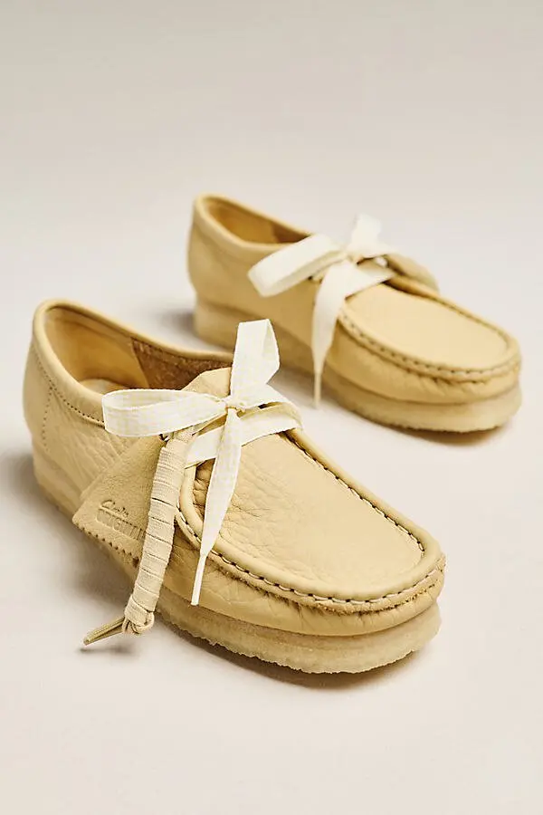 Clarks Wallabee Suede Slip-on Shoes - Pale Yellow